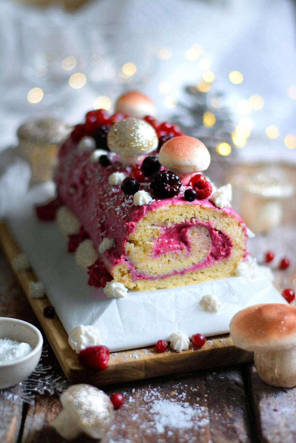 Bûche de Noël végane aux fruits rouges