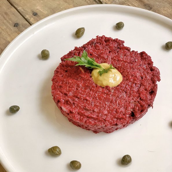 Tartare végan de betterave rouge